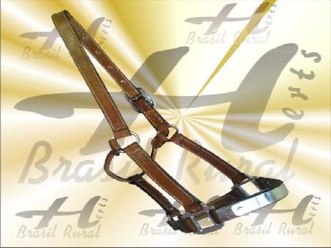 Cabresto Para Cavalos Em Couro Luxo Com Chapa Inox - Agroads